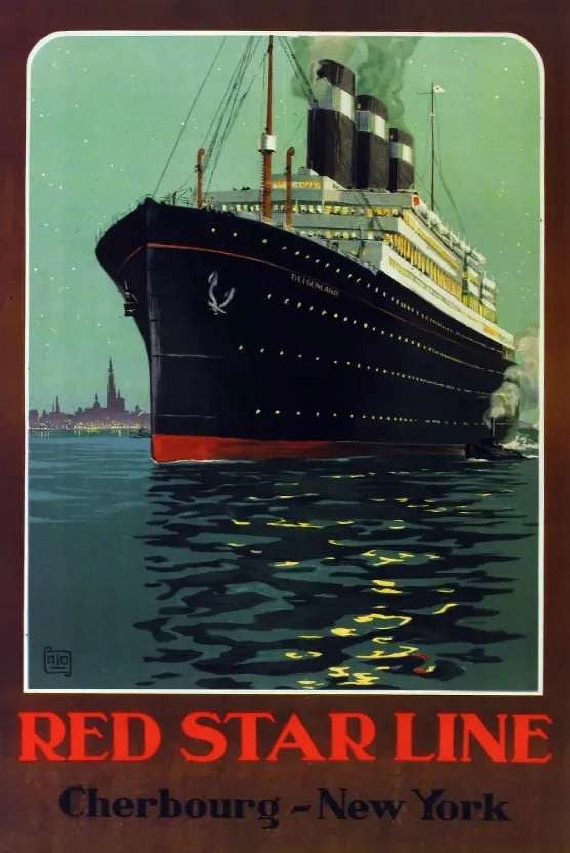 red Star Line Cherbourg New York Decor Poster. Fine Graphic Art Design ...