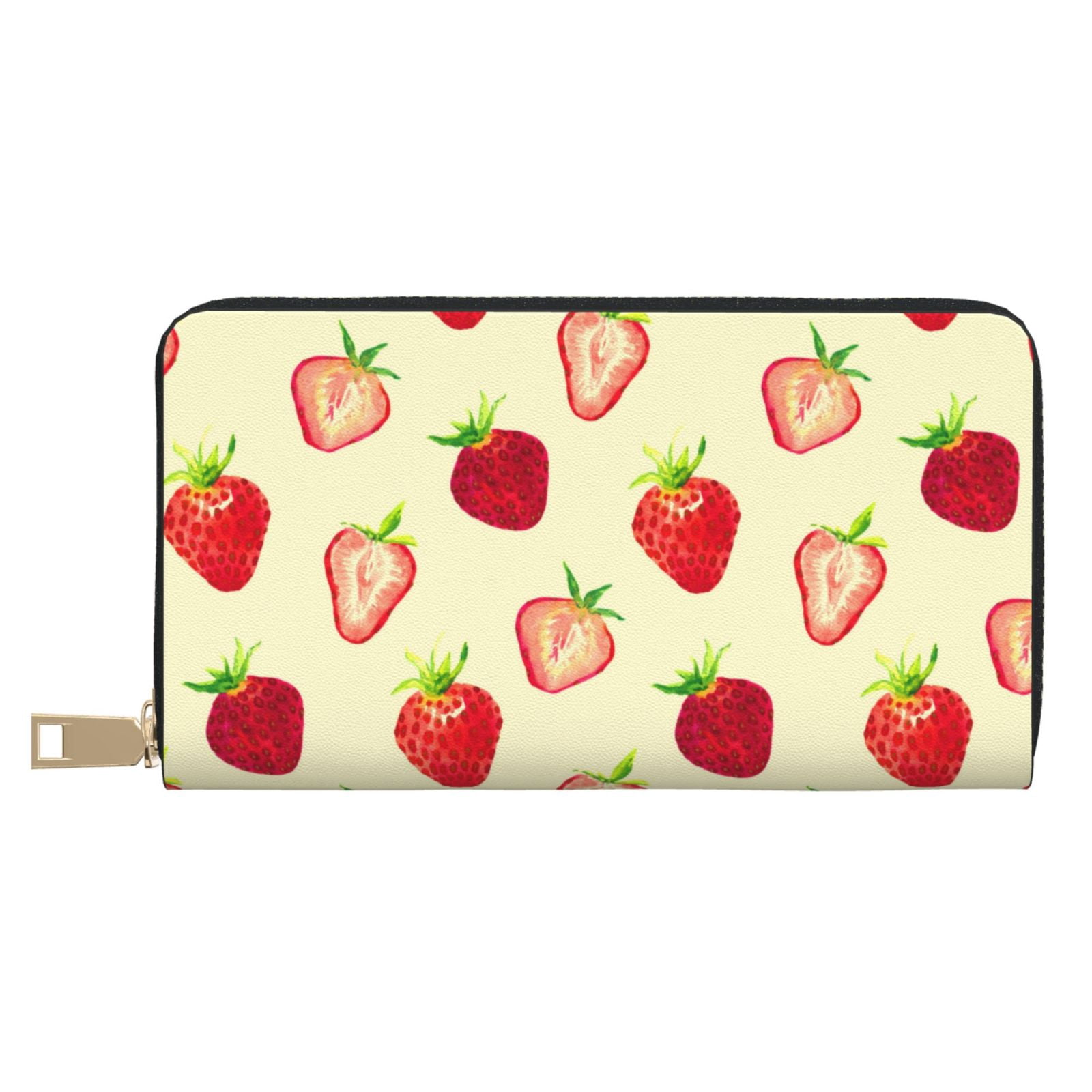 red Strawberry a Wallet Women, Leather Bifold Multi Card Wallet, Women ...