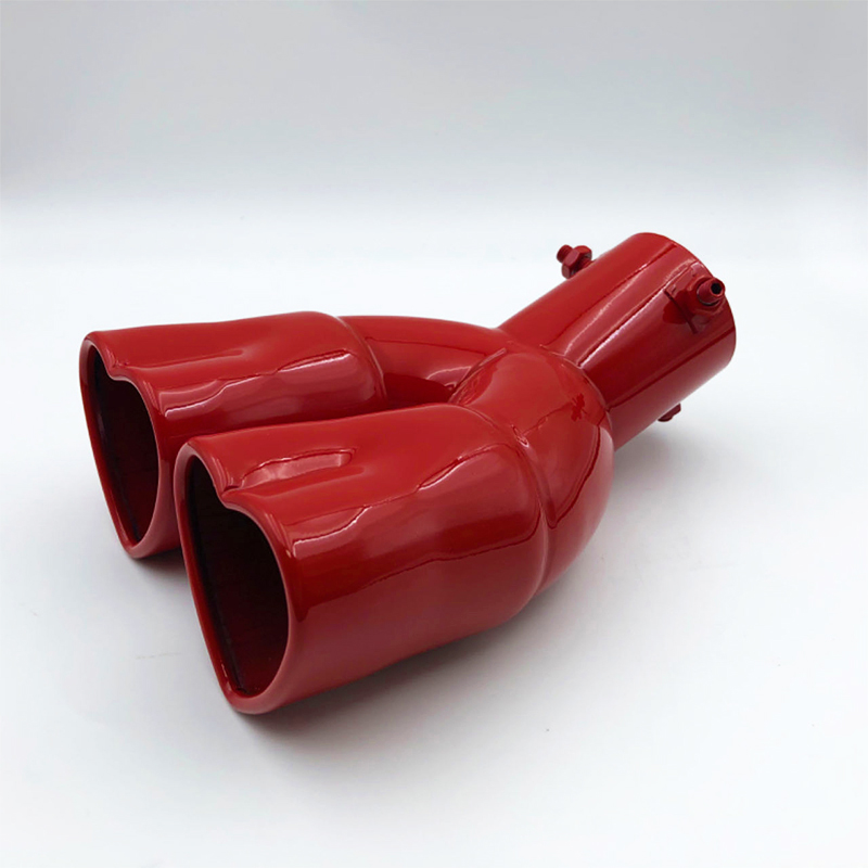 red bent - Universal Heart Shape Style Exhaust Muffler Tips Stainless ...