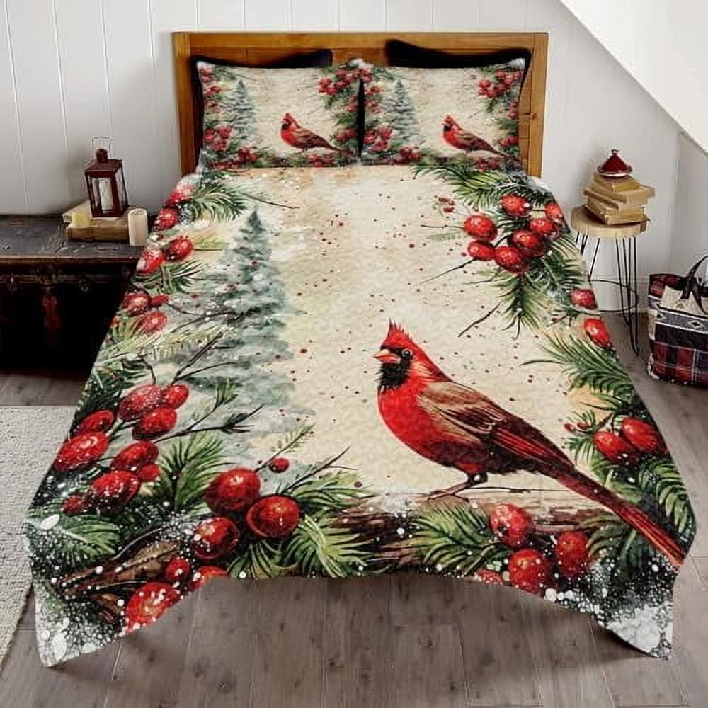 red bird quilt, bird quilt full size, red bird quilt for bedroom decor ...