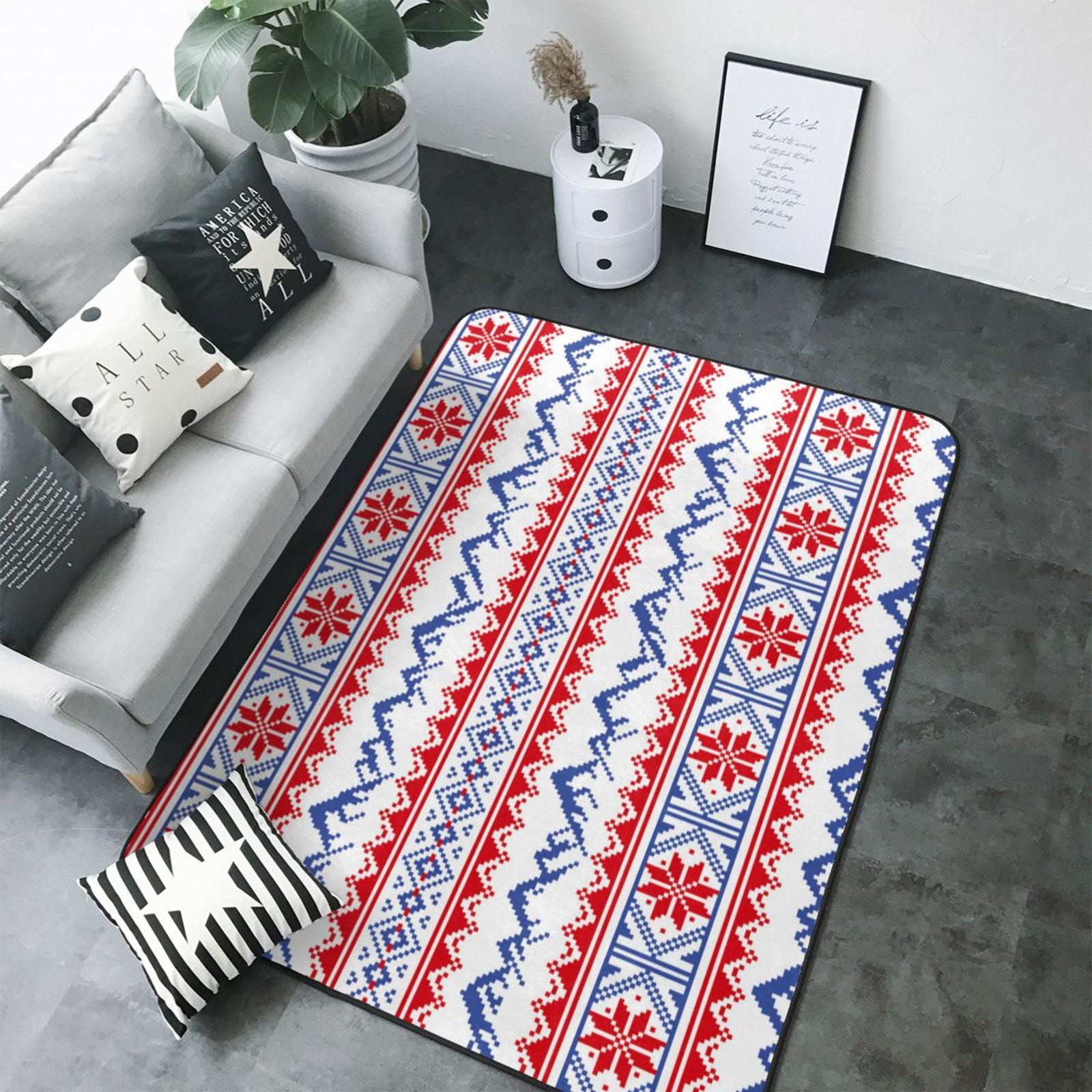 red blue Snow Mountain Area Rugs for Living Room Bedroom, 5x7 Soft ...