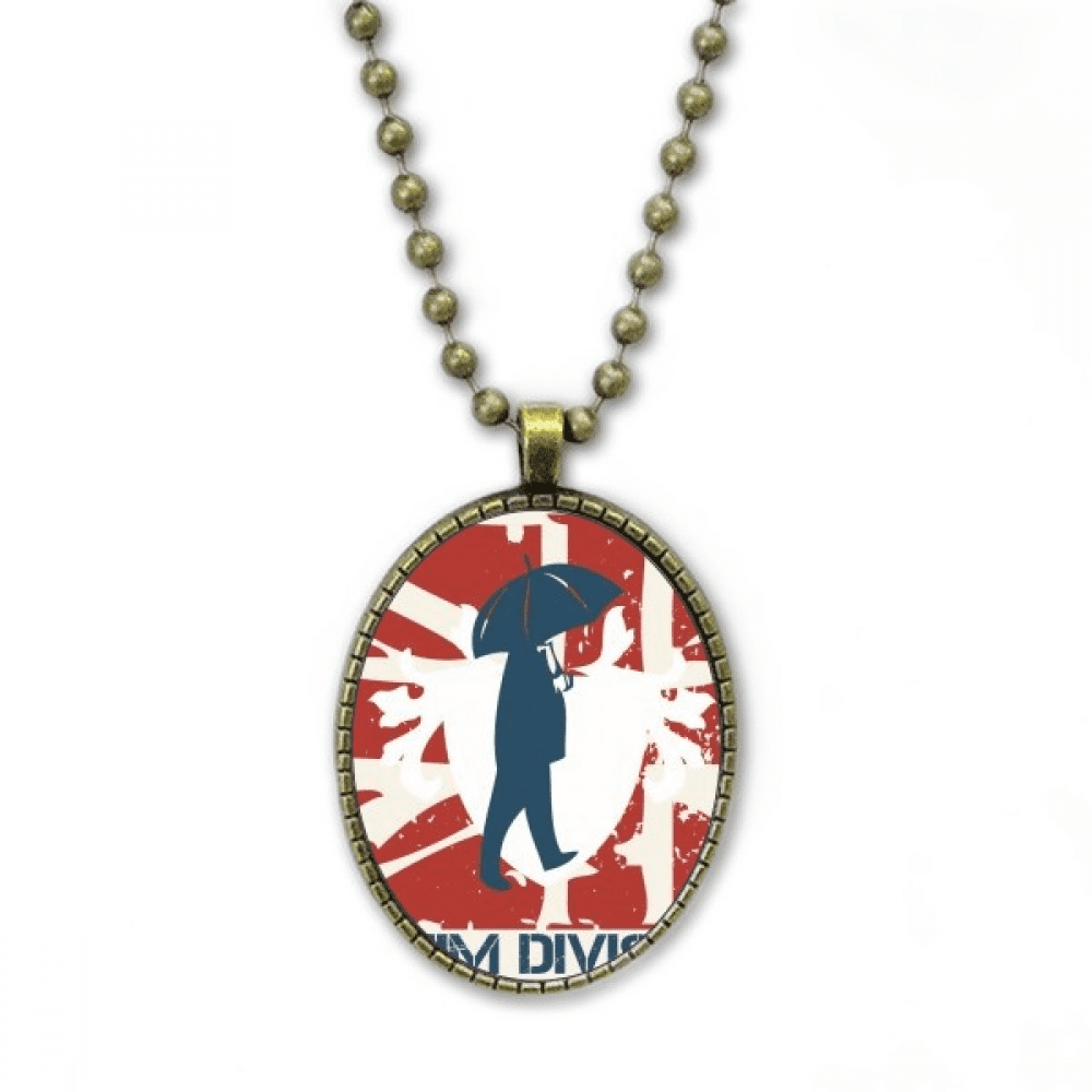 red blue man umbrella pattern graffiti street necklace vintage chain ...