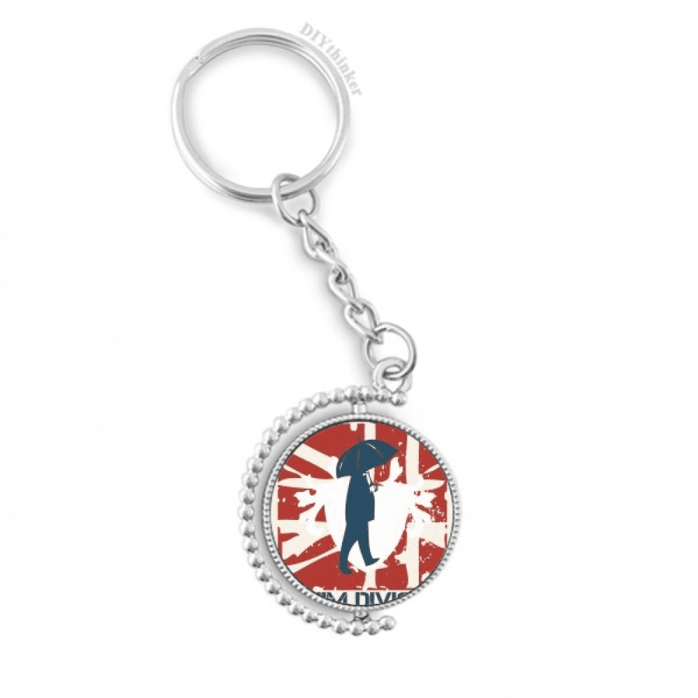 red blue man umbrella pattern graffiti street rotatable keyholder disc ...