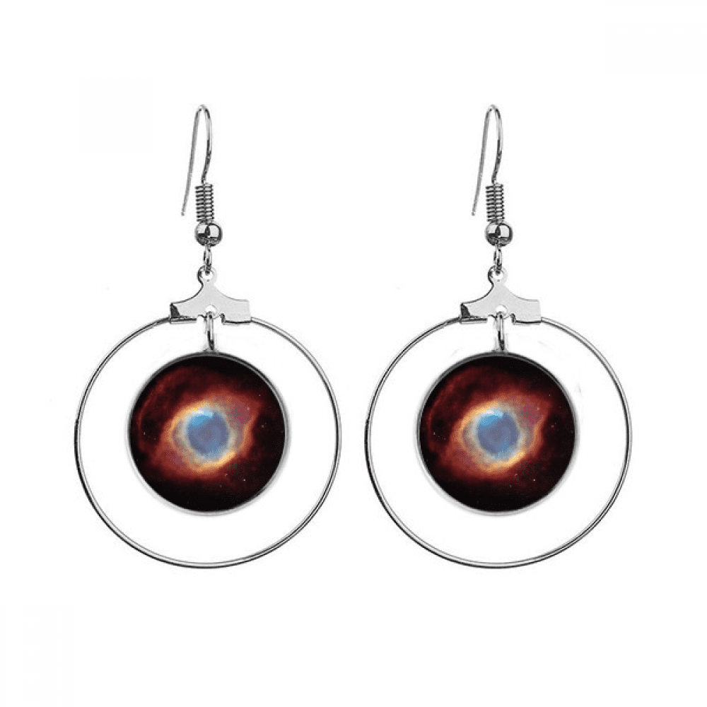 red blue planet star nebulae earrings dangle hoop jewelry drop circle ...