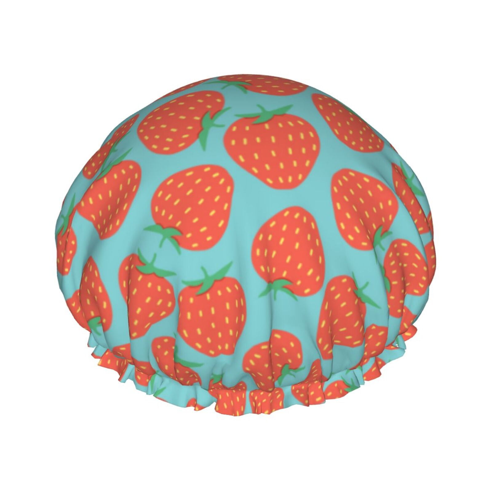 red cartoon Strawberries Shower Cap, Reusable Bath Hair Hat for all ...