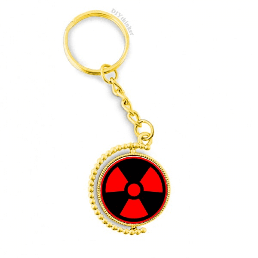 red dangerous checal toxic radiation symbol metal connector key chain ...