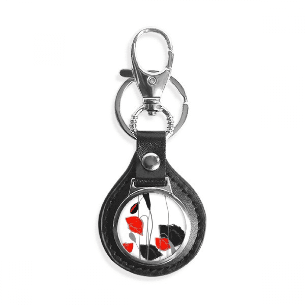 red flowers art line painting corn key link chain keyholder finder hook ...