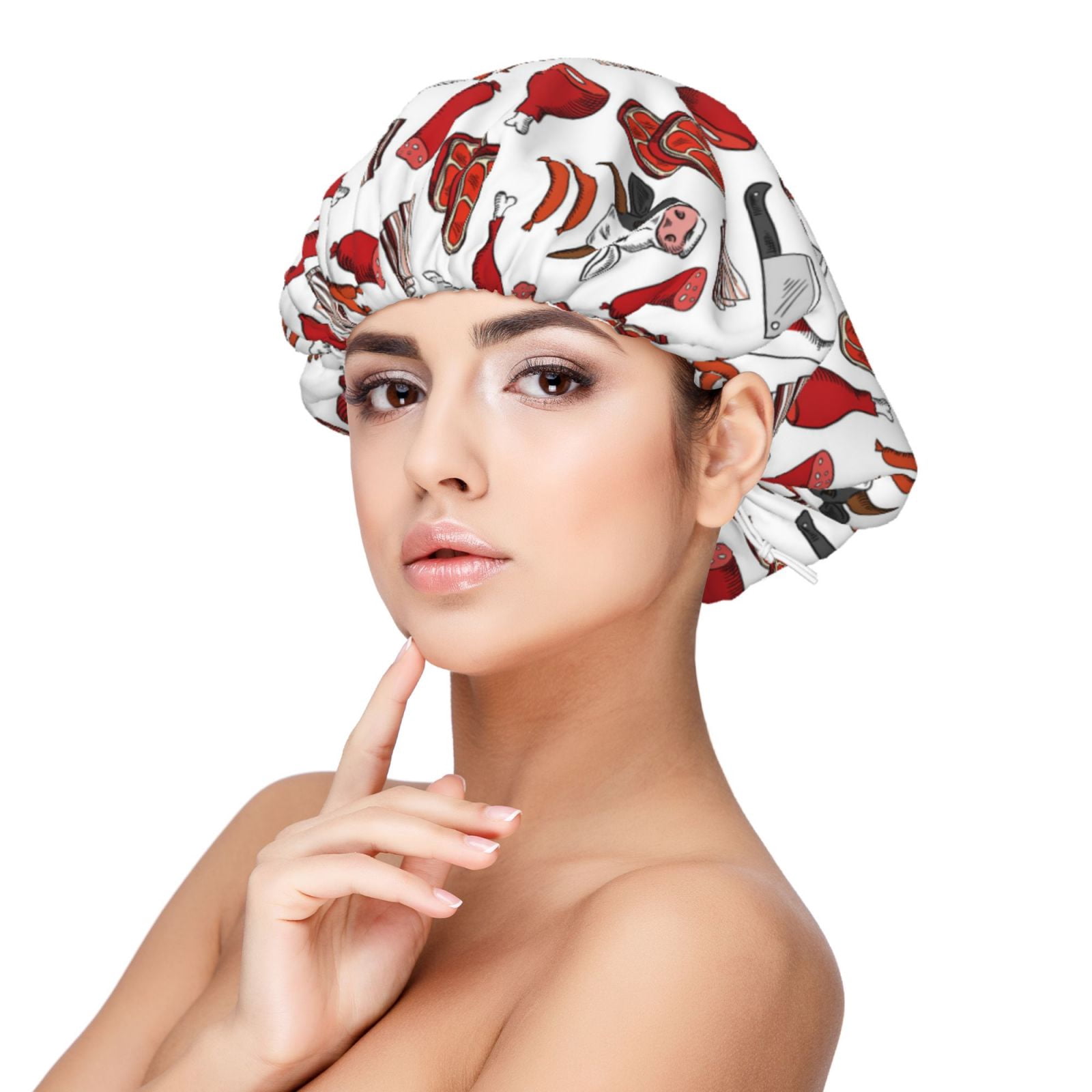 red food Silk Bonnet for Sleeping Women Men, Adjustable Elastic Satin ...