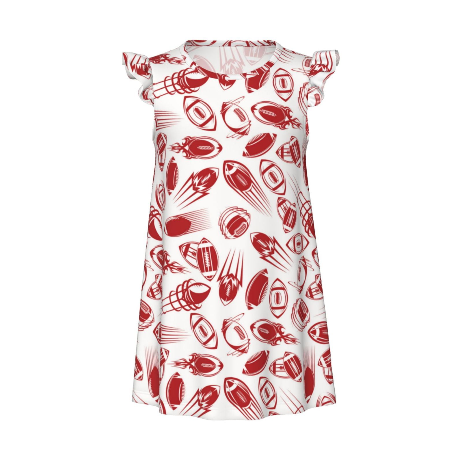 red football Girls Nightgowns, Short Sleeves Dress Girls Sleepwear ...