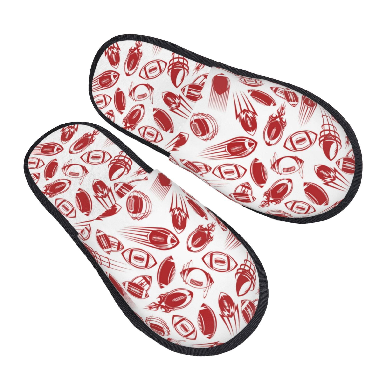 red football House Slippers for Women Indoor, Fuzzy Warm Women's ...