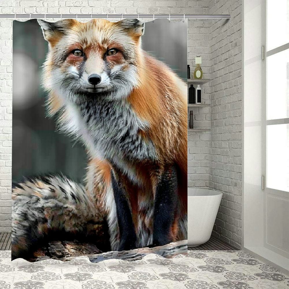 red fox tree stump Chic Modern Bathroom Decor shower curtain Shower ...