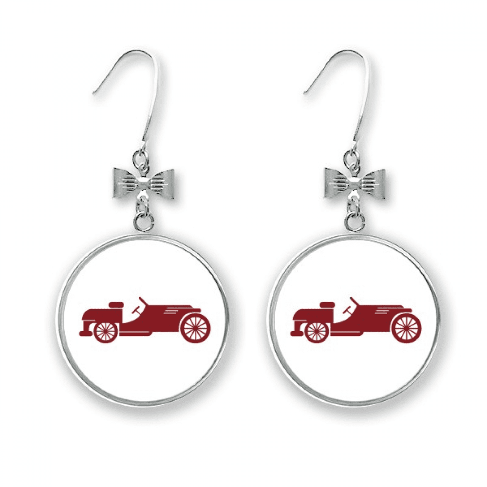 red geometric classic cars outline bow earrings drop stud pierced hook ...