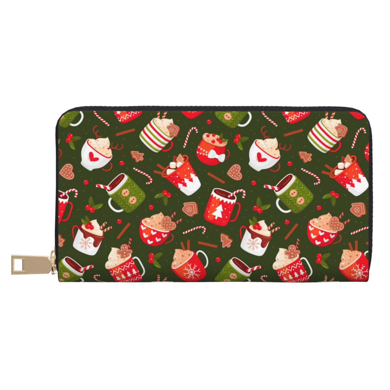 red green coffee cup Wallet Women, Leather Bifold Multi Card Wallet ...
