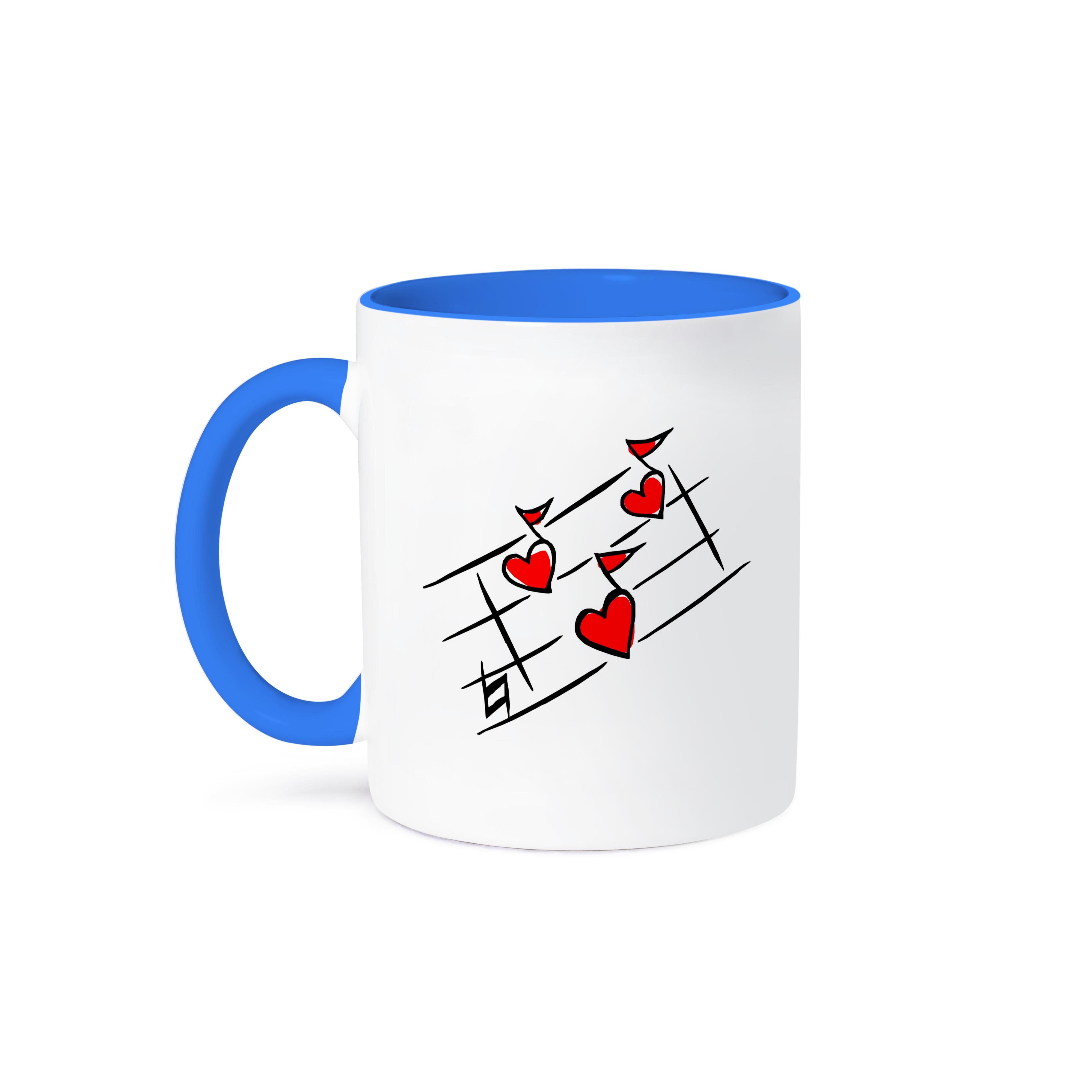 3dRose, red hearts music notes, 11oz Two-Tone Blue Mug - Walmart.com