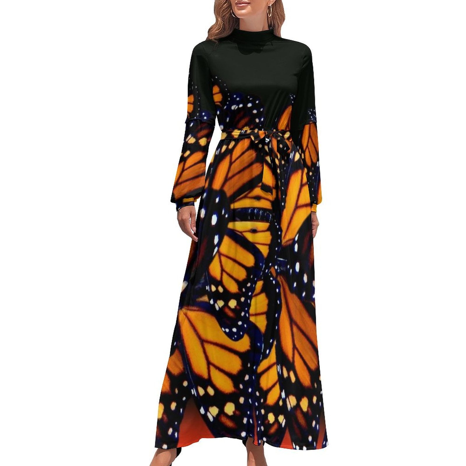 red monarch butterfly Long Dress birthday dress for women Female ...