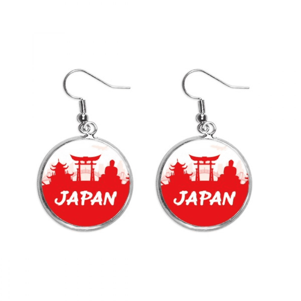 red outline landmark japan ear dangle silver drop ear jewelry woman ...