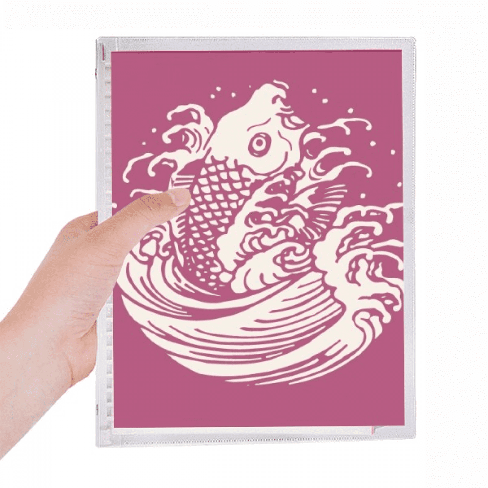 red painting japanese culture fish notebook loose diary refillable ...