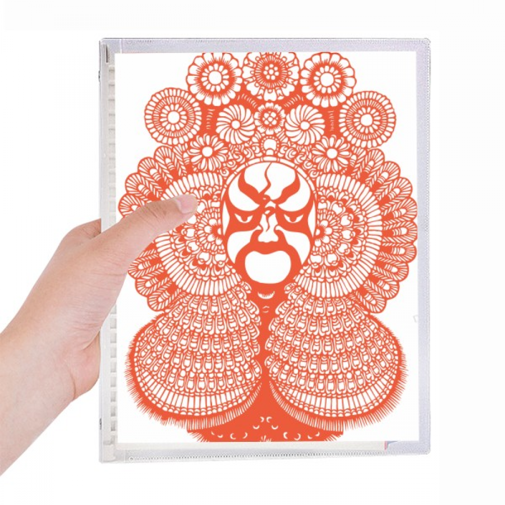 red paper-cut art chinese opera head notebook loose diary refillable ...