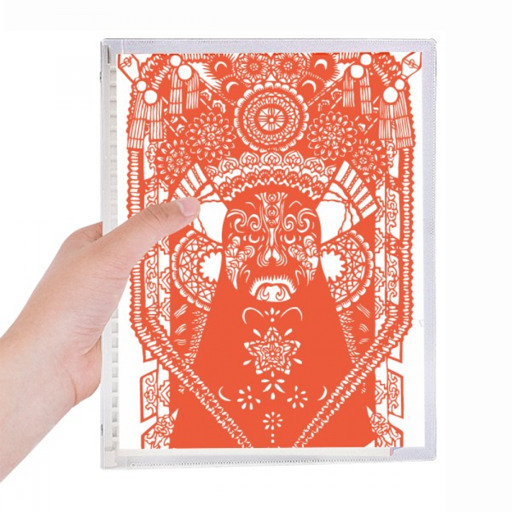 red peking opera paper-cut head notebook loose diary refillable journal ...