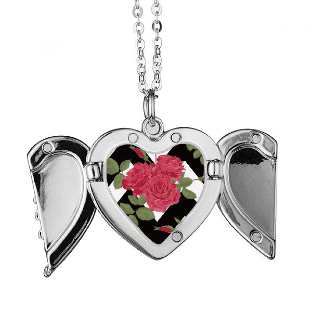 red rose drawing art angel wings necklpendant fashion - Walmart.com