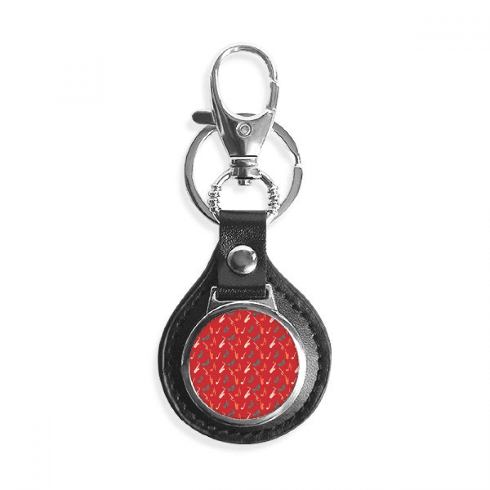 red saxoph music notes key chain keyholder hook leather metal - Walmart.com