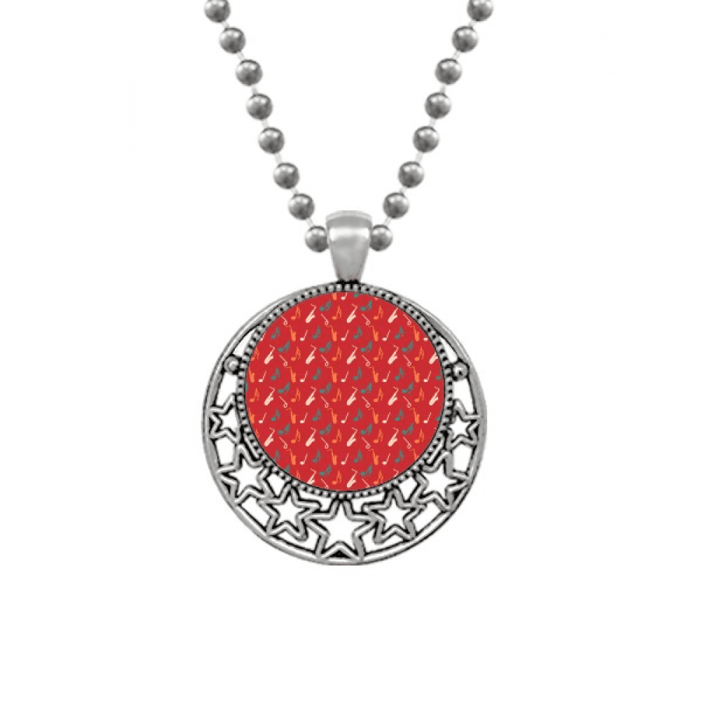 red saxoph music notes necklaces pendant retro moon stars jewelry ...