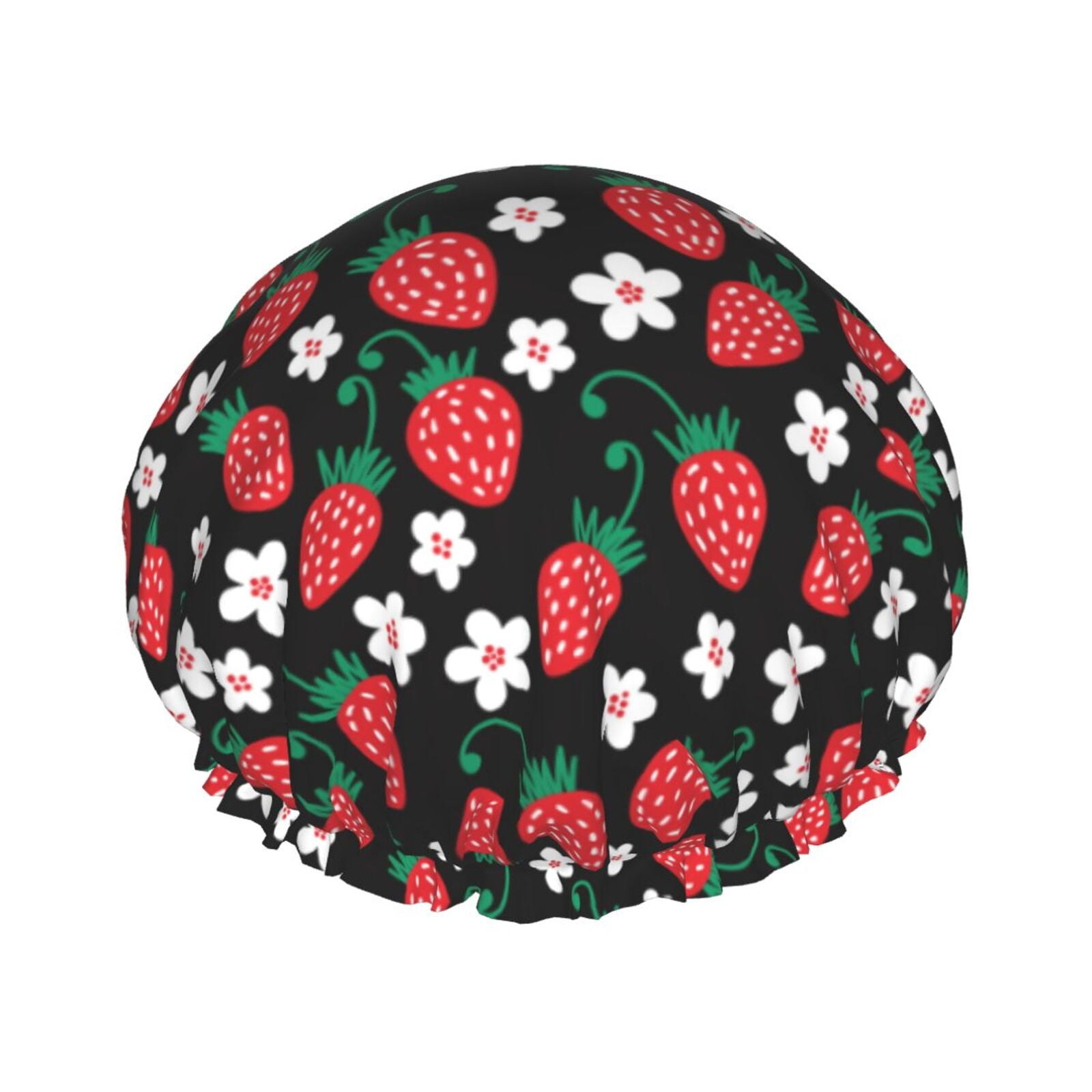 red strawberry print Shower Cap, Reusable Bath Hair Hat for all Hair ...