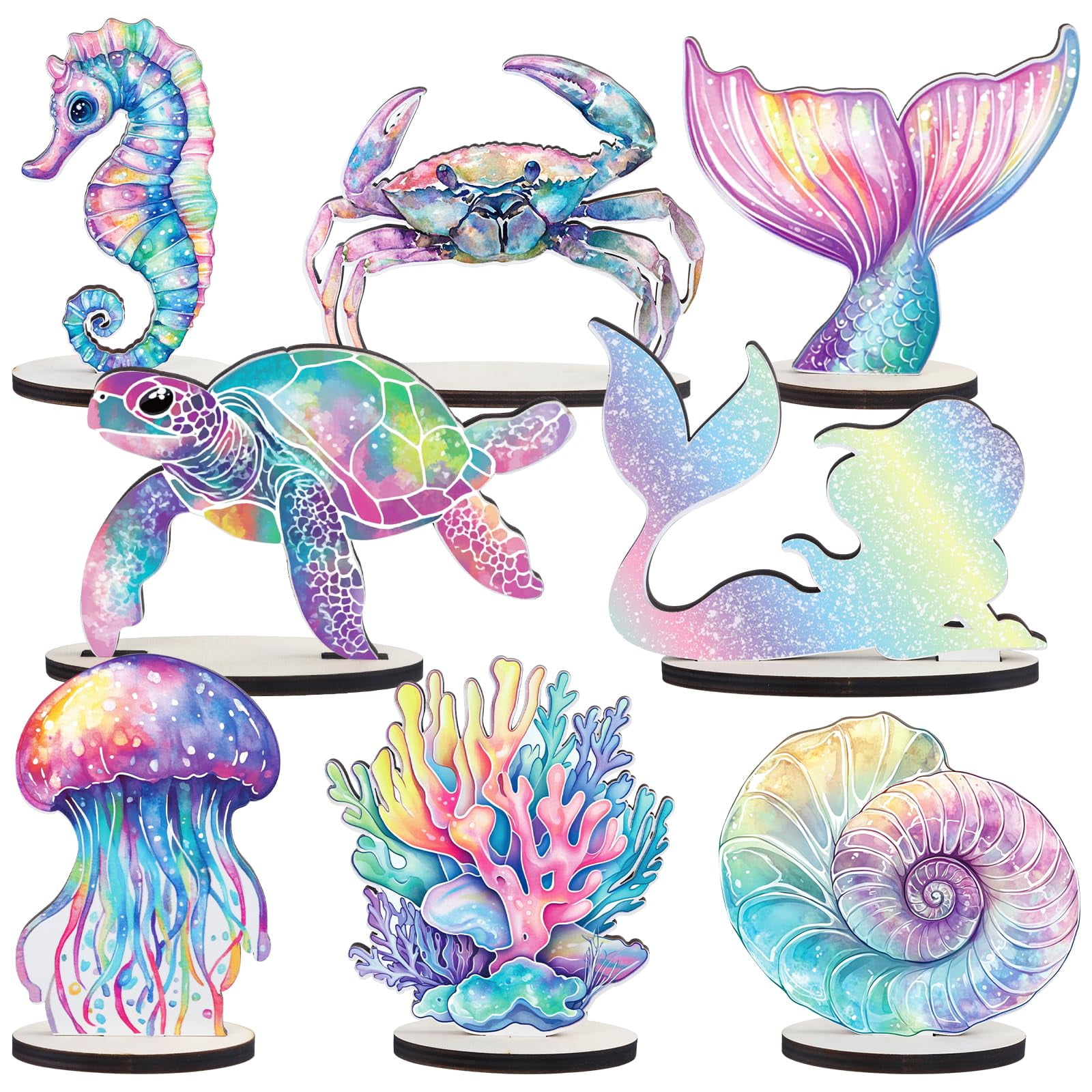 refavor Wooden Mermaid Party SSF20 Decorations, 8PCS Under Table ...