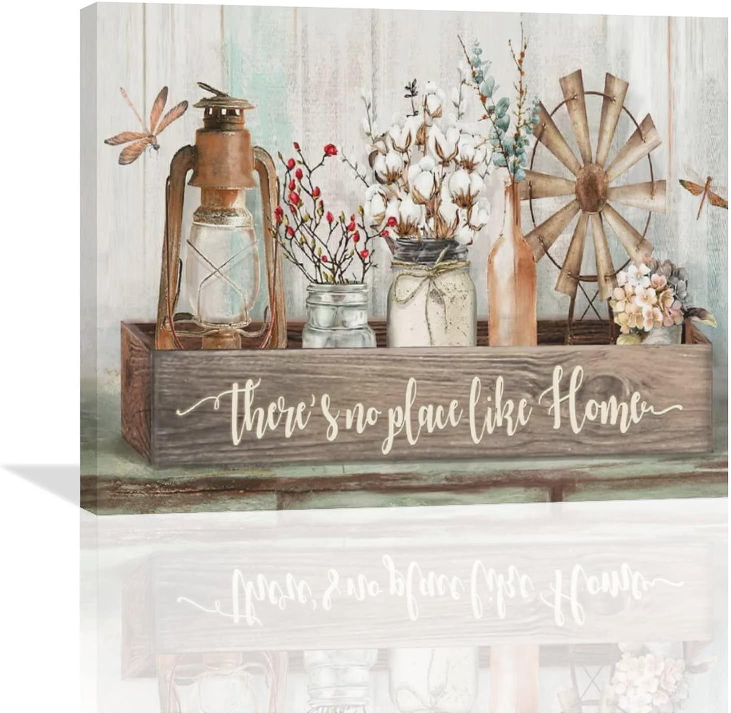 remzoke Farmhouse Wall Art Rustic Farm Wall Decor Floral Windmill ...