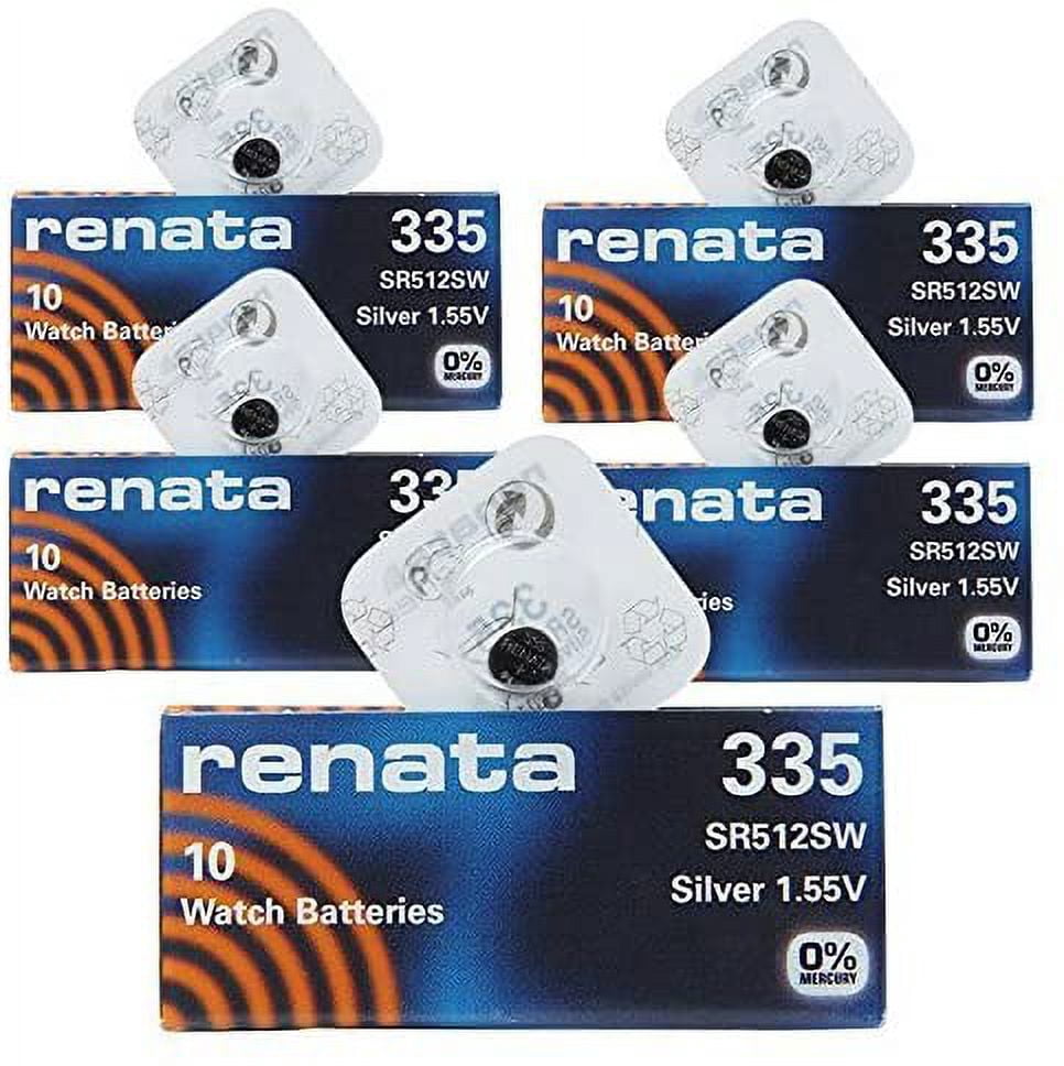 renata 335 SR512SW 5PACK X 10PCS=50 Silver 1.55V Watch Battery Made in ...