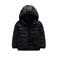 Boys Winter Puffer Jacket Kids Hooded Quilted Coat Warm Lightweight Water-Resistant with Pockets ...
