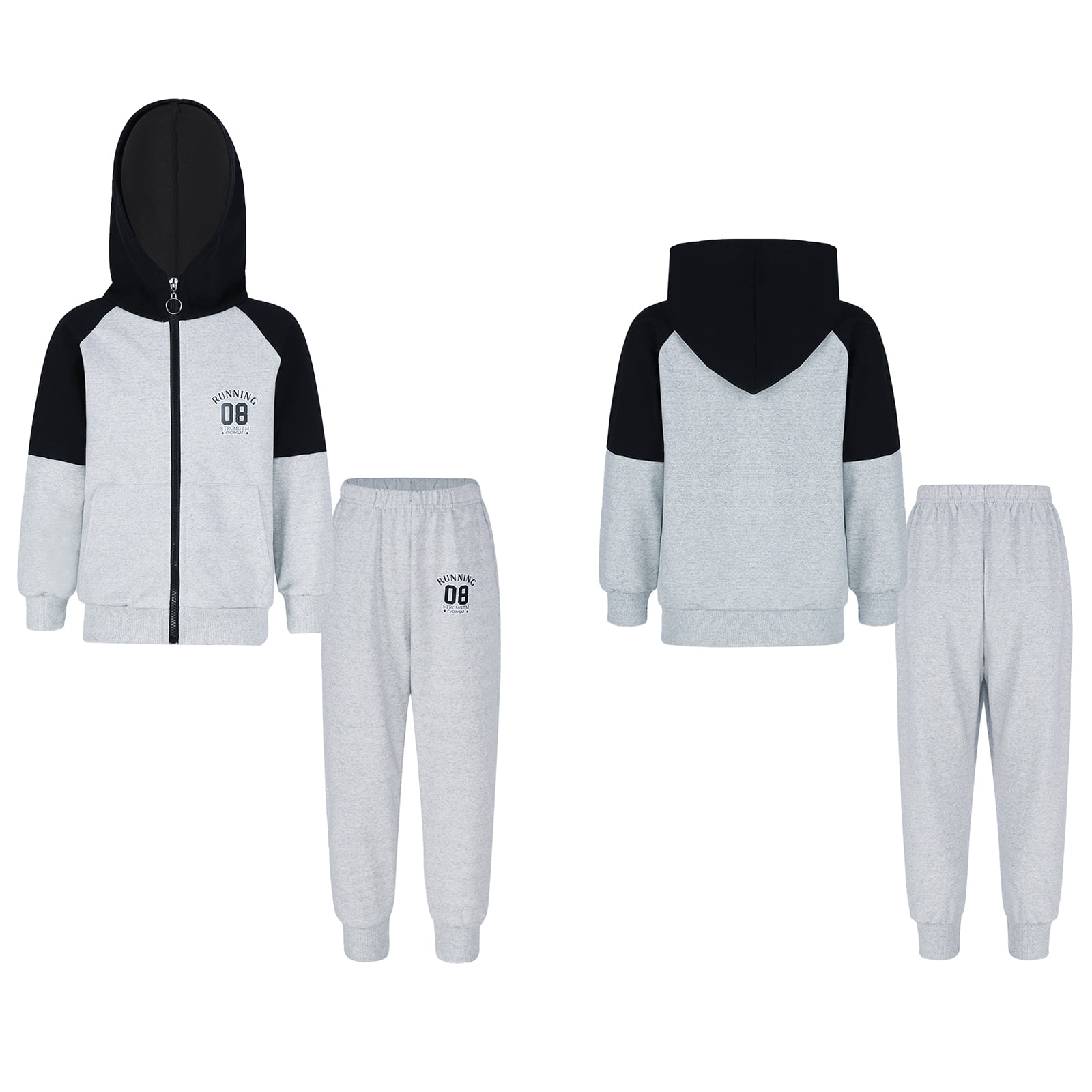 renvena Boys Jogger Set 2 Piece Athlete Hooded Sweatsuit Kids Clothing ...