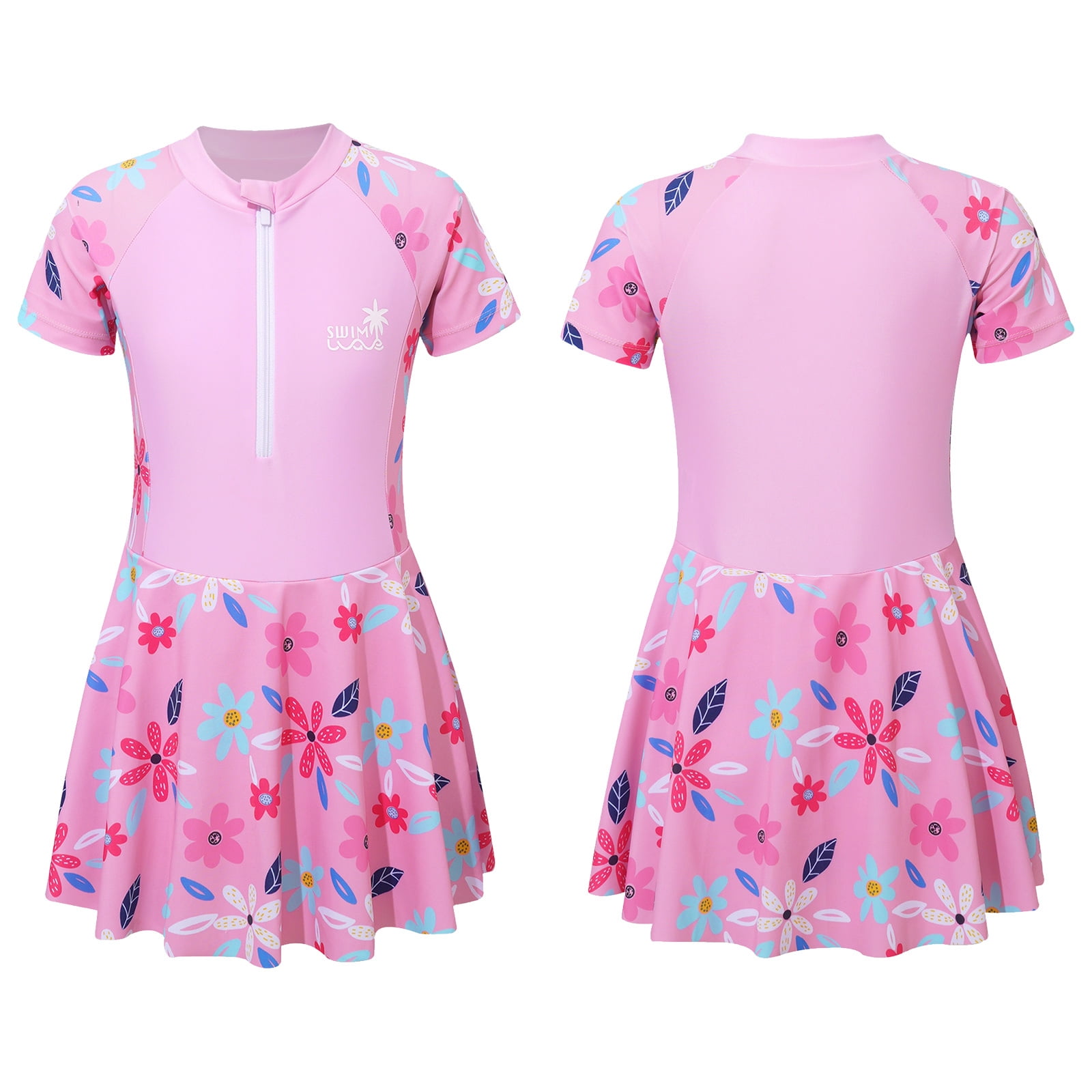 renvena Flower Girls One Piece Swimwear Floral Dress with Built -in ...