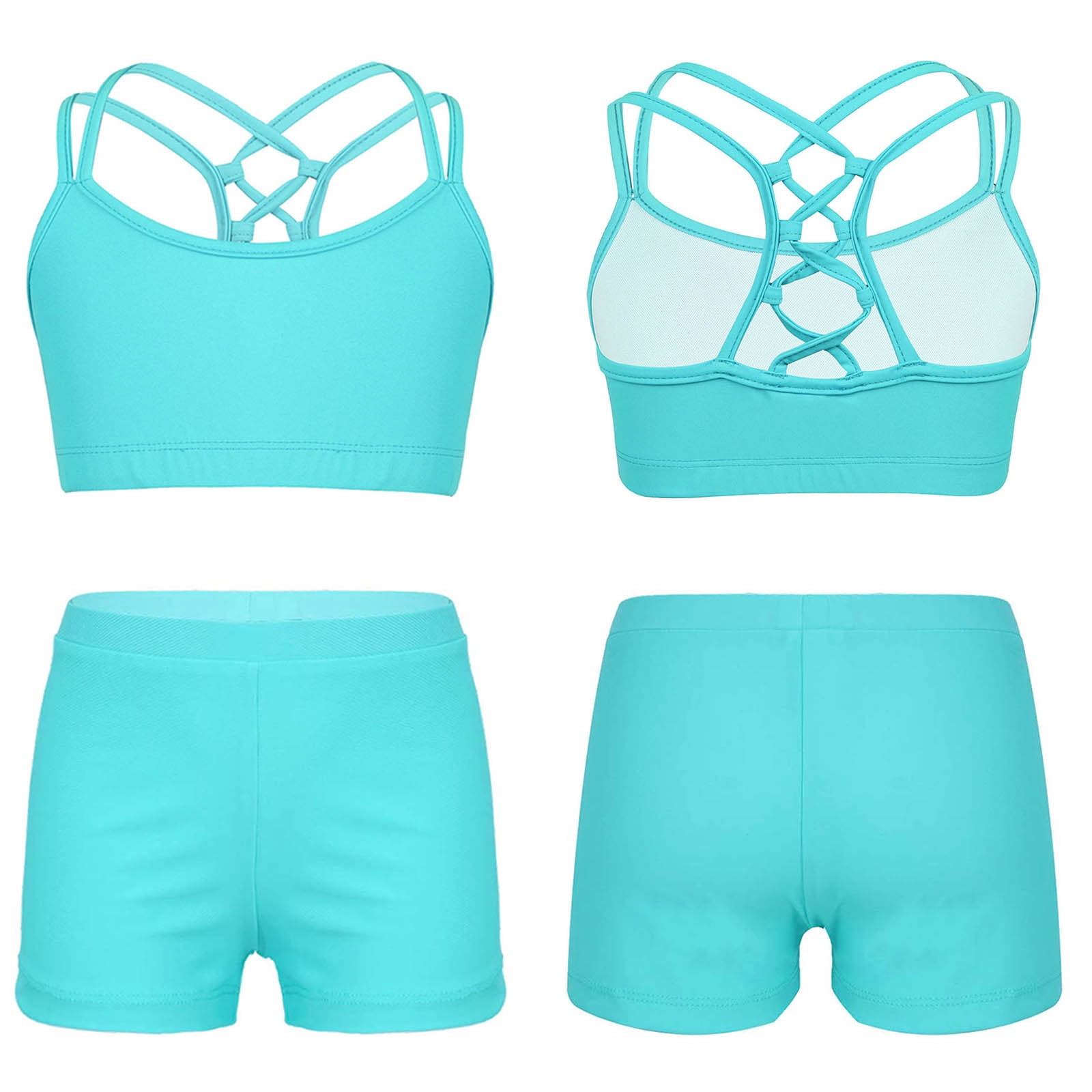 renvena Girl's Athletic Two Piece Swimsuits Sport Beachwear Boyshort ...