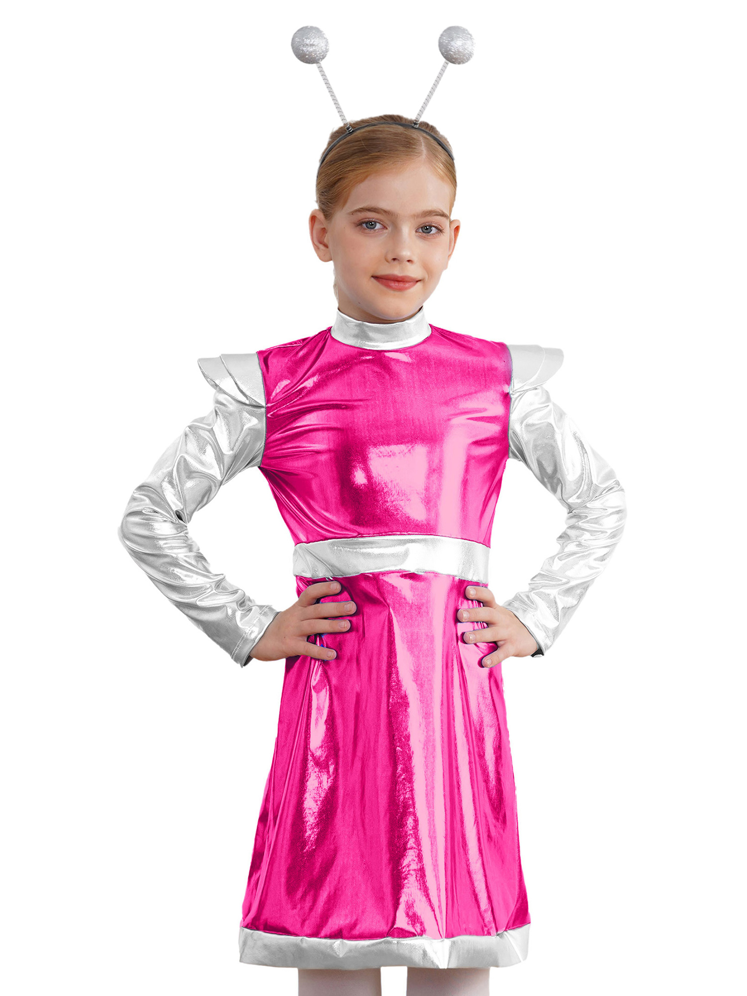 renvena Girls Alien Costume Kids Dress Ups Outfits Long Sleeve Sequins ...