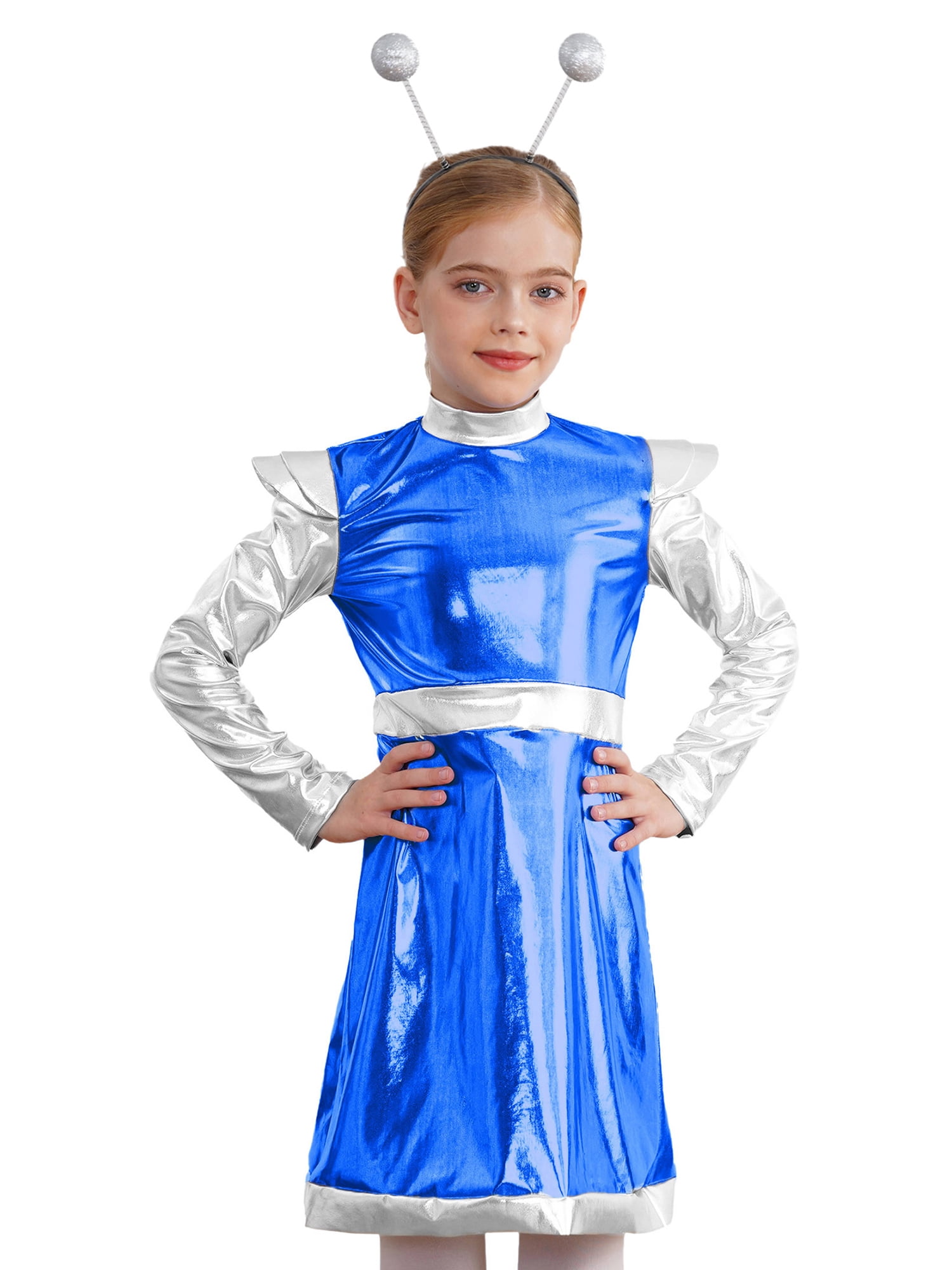 renvena Girls Alien Costume Kids Dress Ups Outfits Long Sleeve Sequins ...