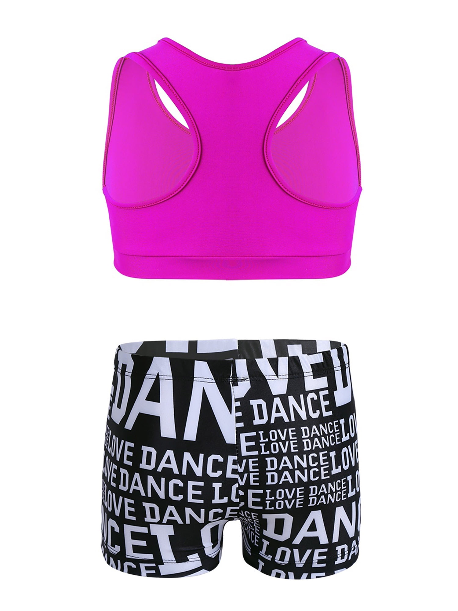 renvena Girls' Athletic 2 Pieces Dance Sports Outfits Racer Back Crop ...