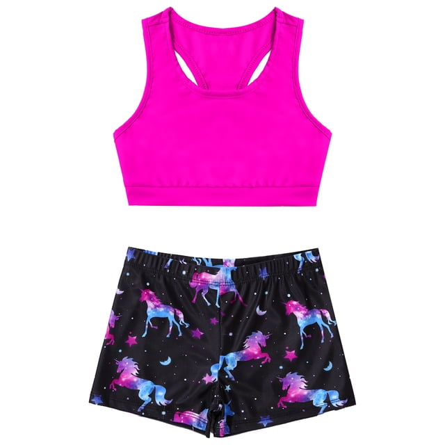 Renvena Kids Athletic Wear: 2 Piece Gymnastics Dance Suit Set, Racer ...