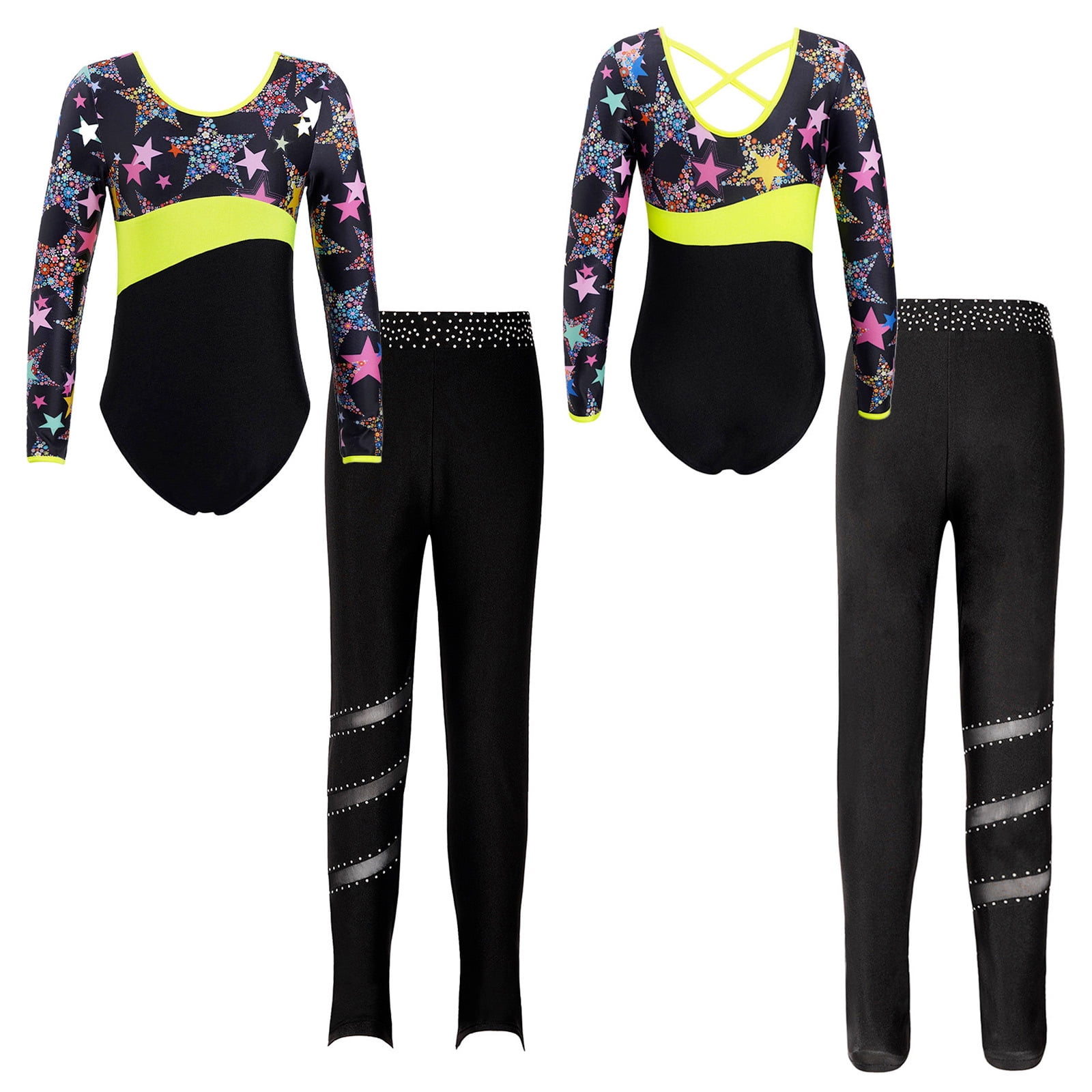 renvena Girls Athletic Gymnastics Leotards with Leggings Ballet Dance ...