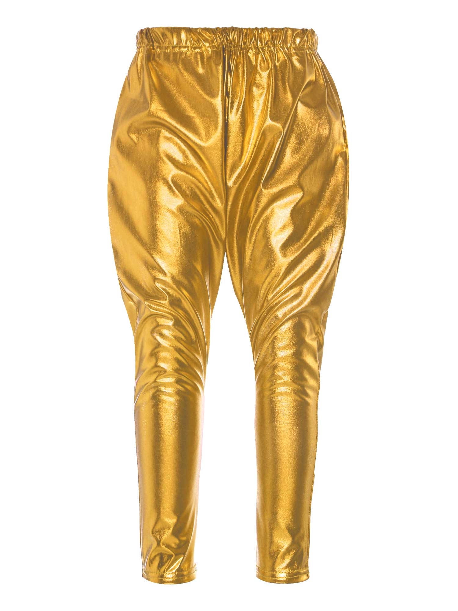 renvena Girls Boys Shiny Metallic Harem Pants Jazz Hip Hop Latin Ballet ...