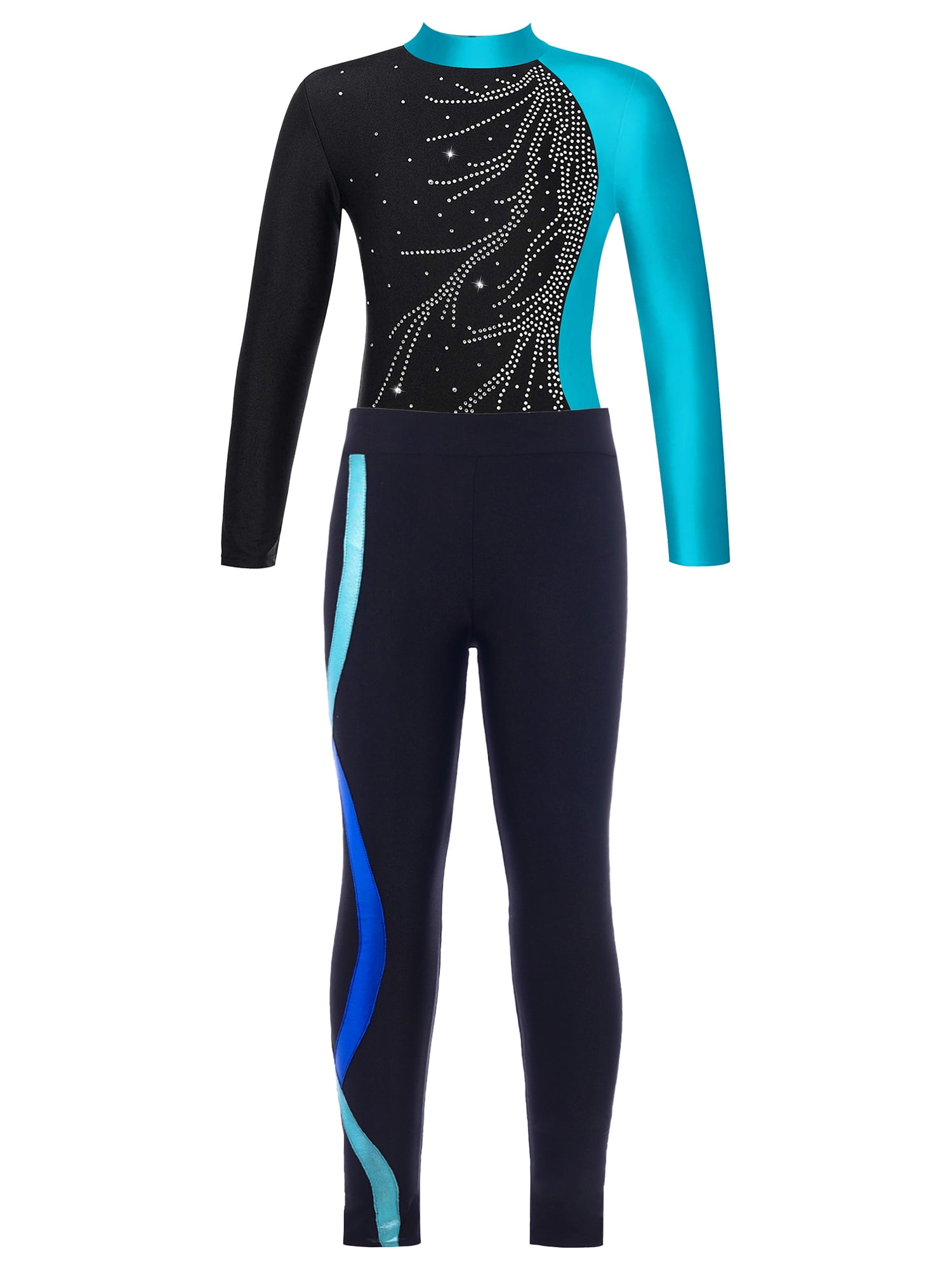 renvena Girls Dance Long Sleeve Unitard Bodysuit with Leggings ...