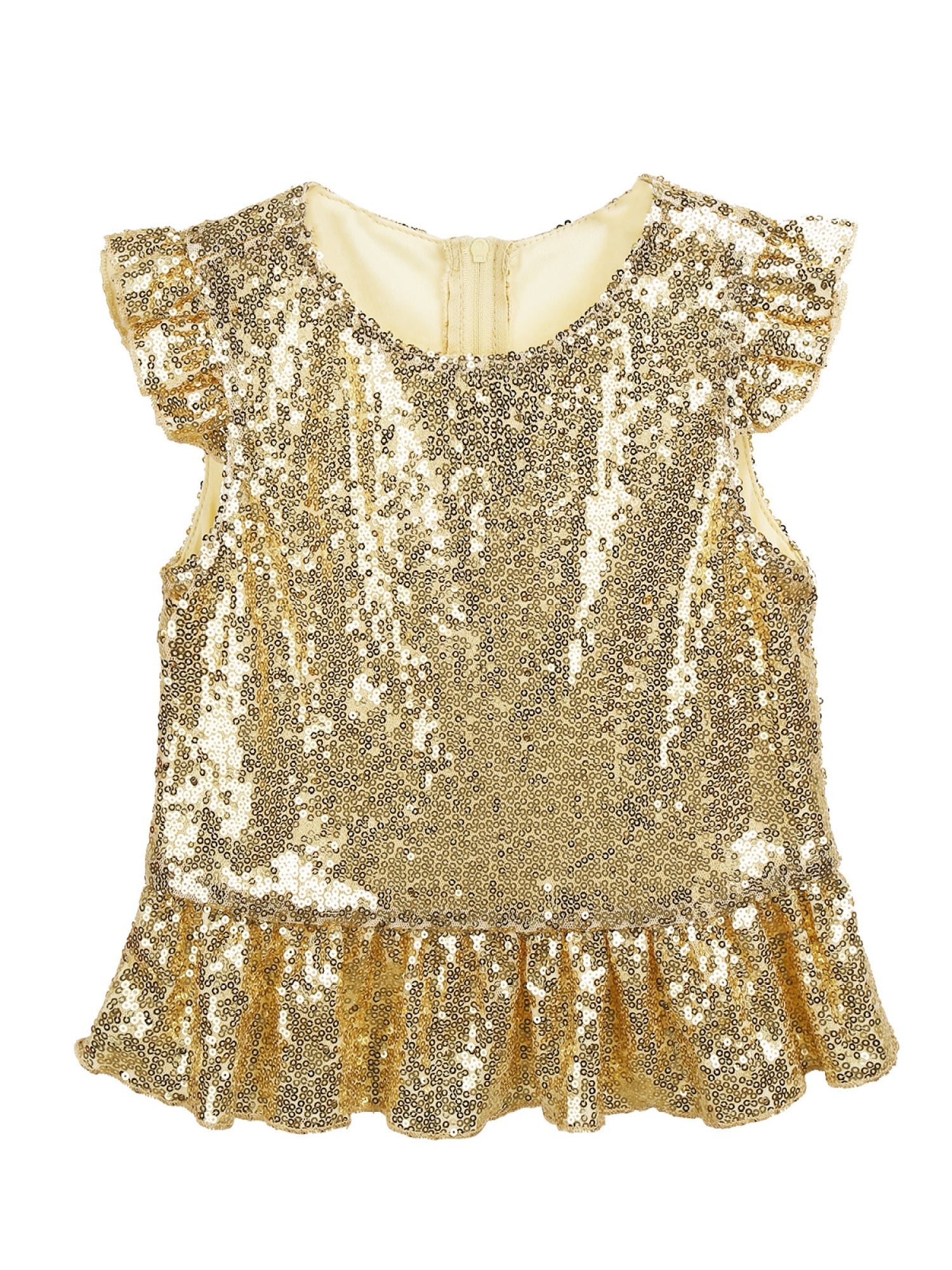 renvena Girls Kids Mermaid Short Flutter Sleeves Sparkly Sequins Top ...