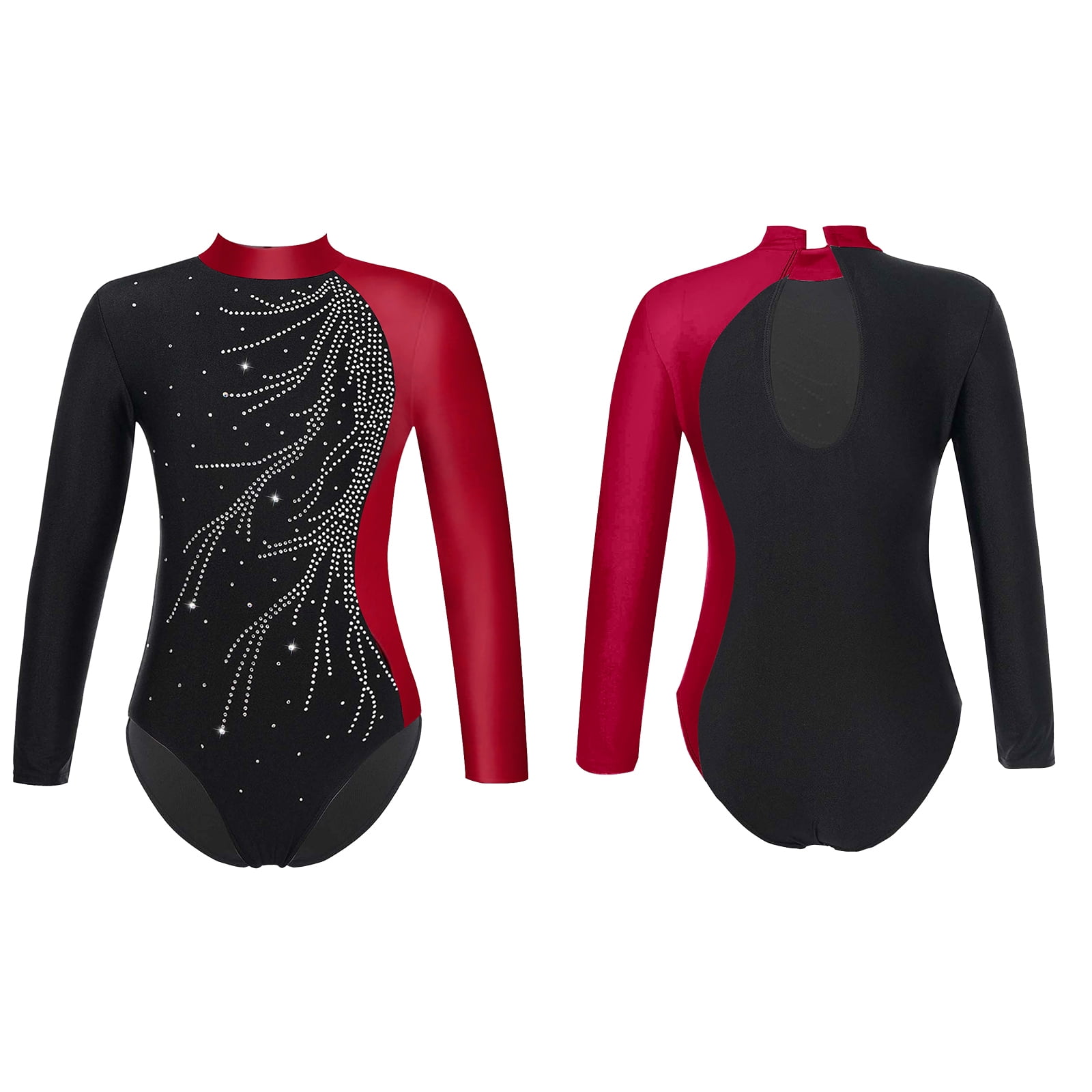 renvena Girls Long Sleeve Gymnastics Leotard Shiny Ballet Dance ...