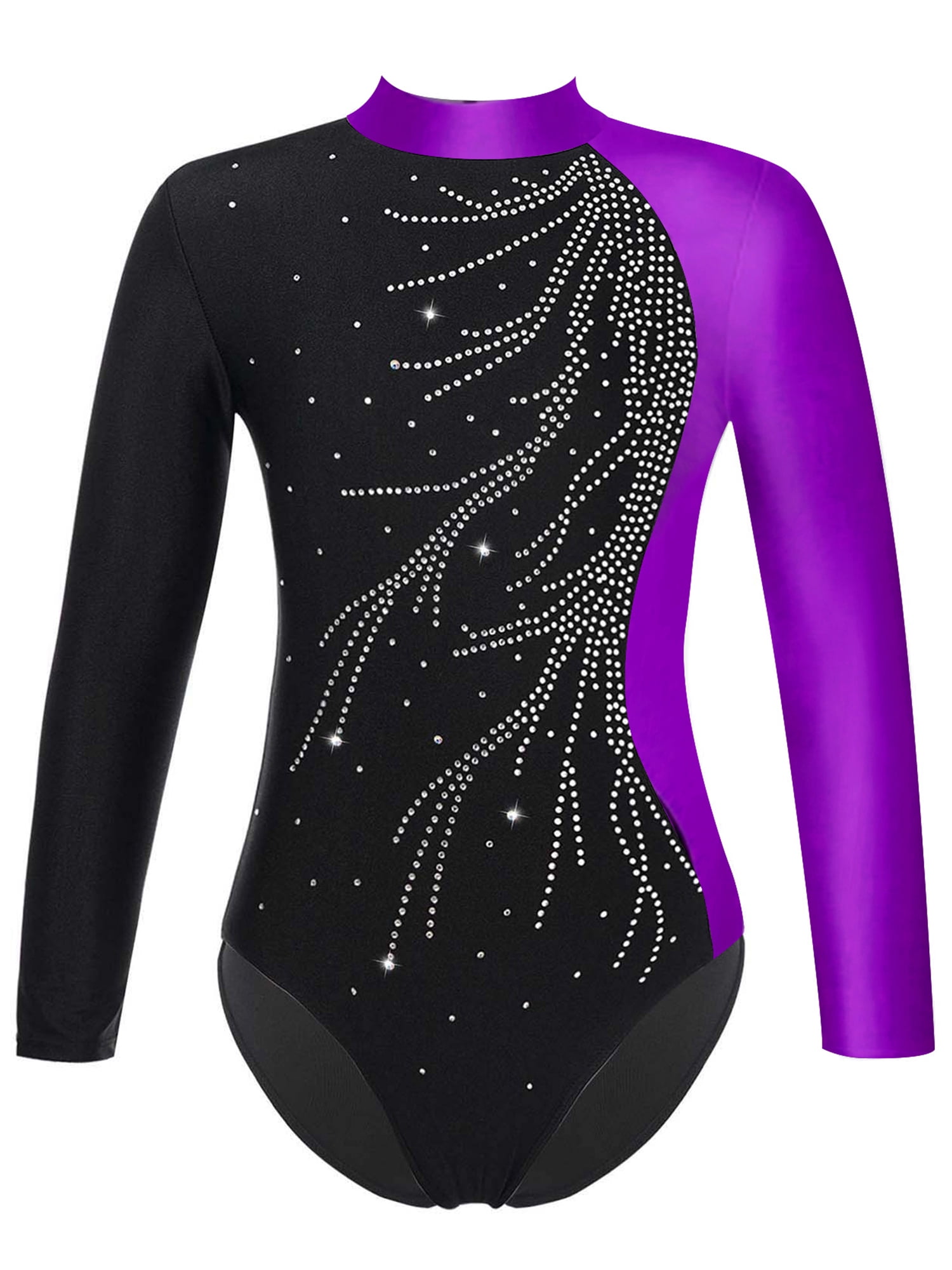 renvena Girls Long Sleeve Gymnastics Leotard Shiny Ballet Dance ...