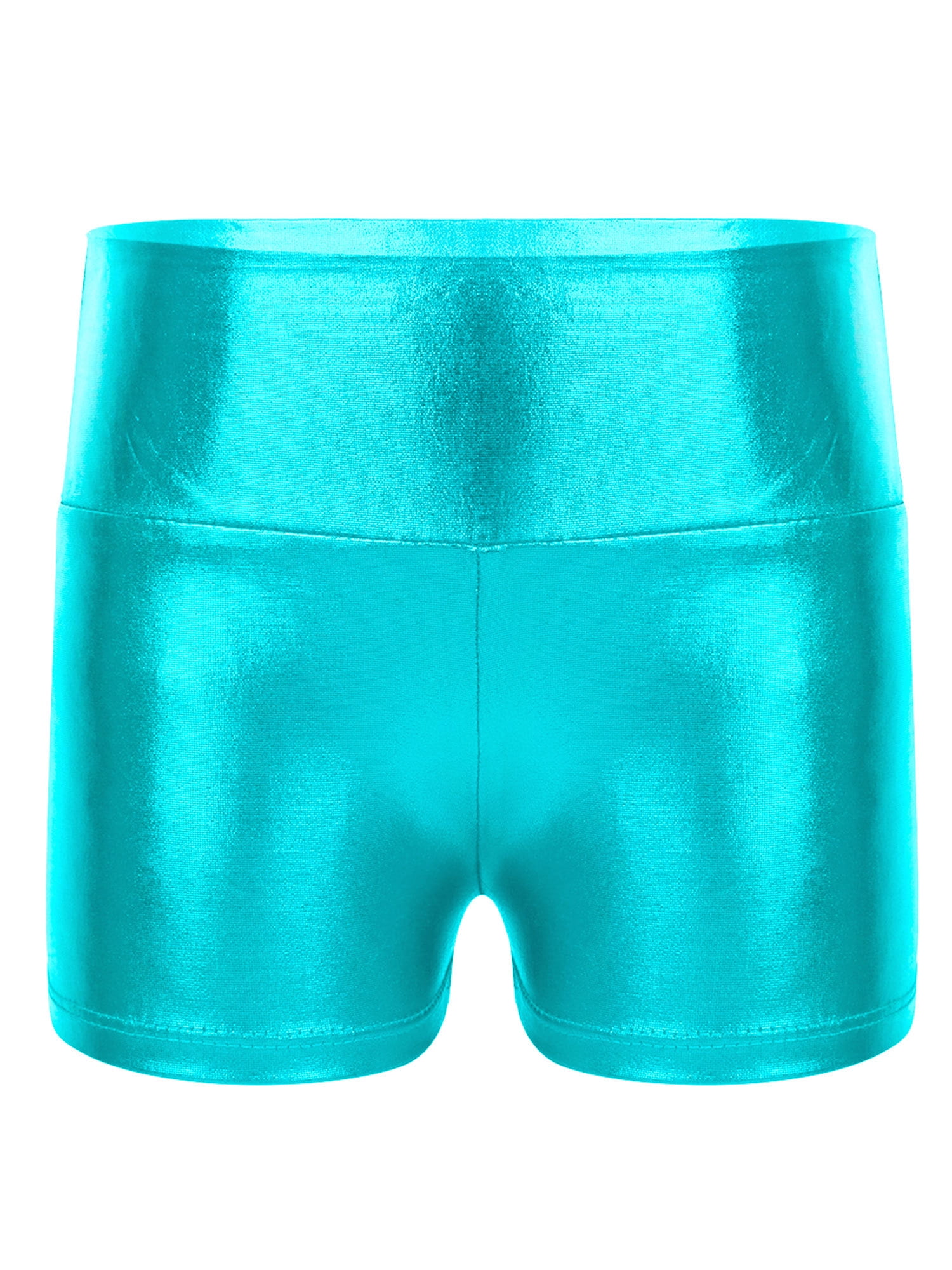 renvena Girls Shiny Metallic Basic Athletic Sports High Waist Hot Pants ...