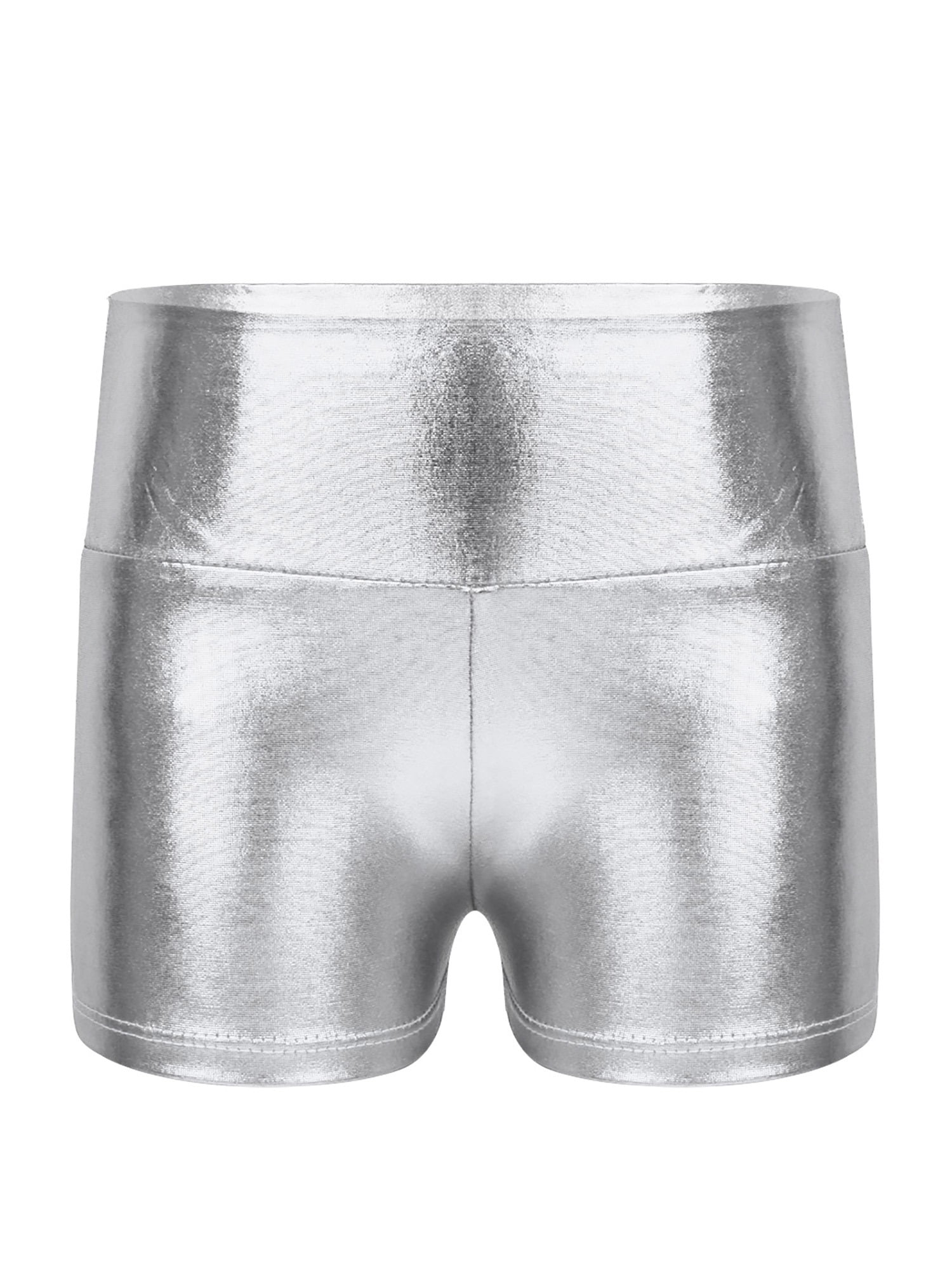 renvena Girls Shiny Metallic Basic Athletic Sports High Waist Hot Pants ...