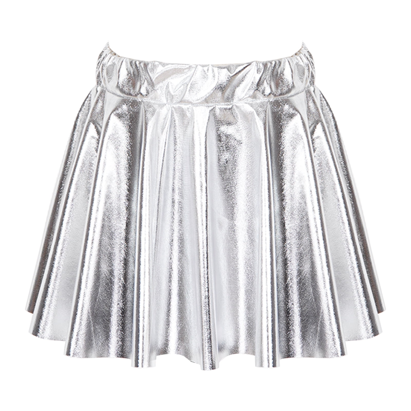 renvena Girls Shiny Metallic Skater Skort Tennis Cheerleading Skirt 2 ...