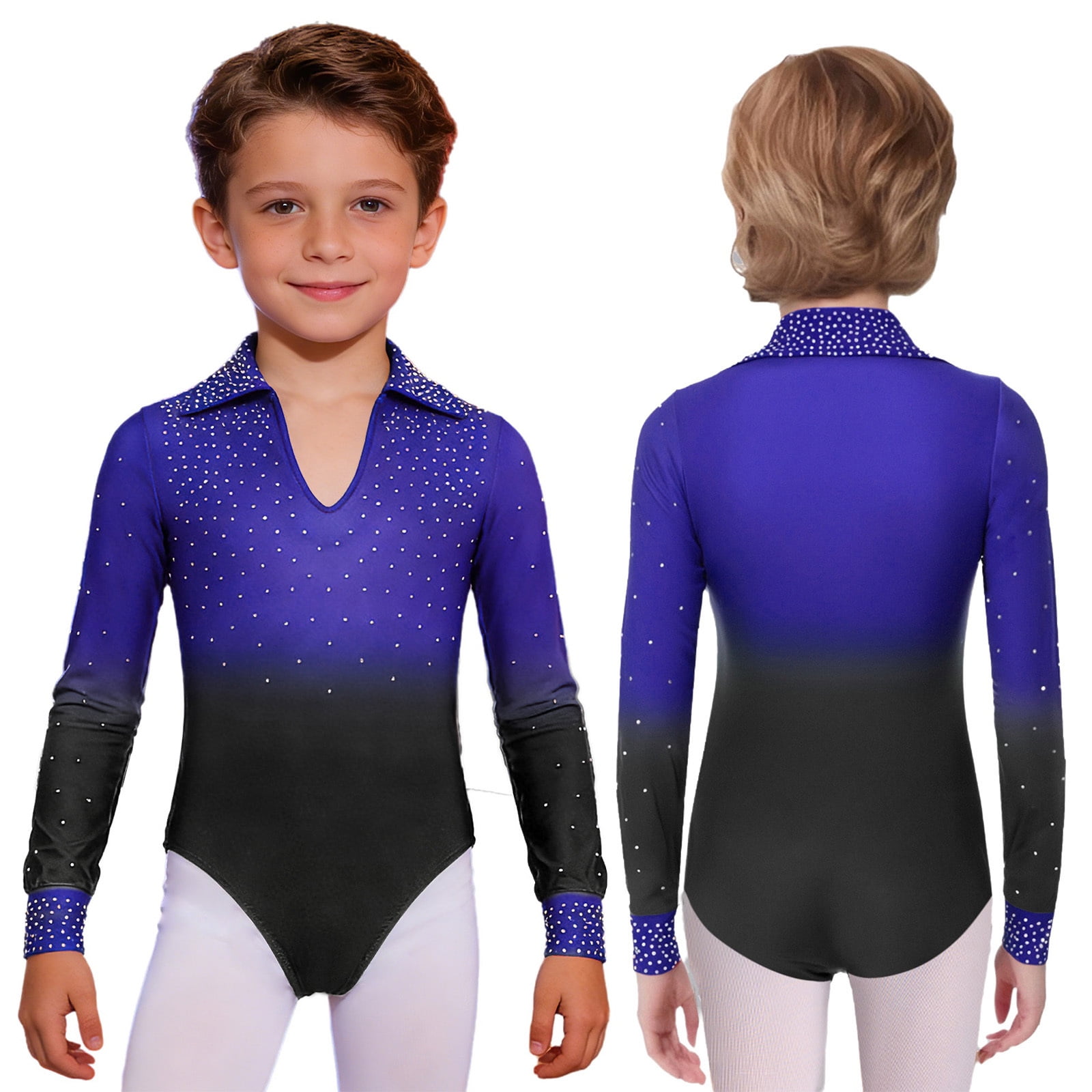 renvena Gymnastics Leotards for Boys Rhinestone Figure Ice Skating ...