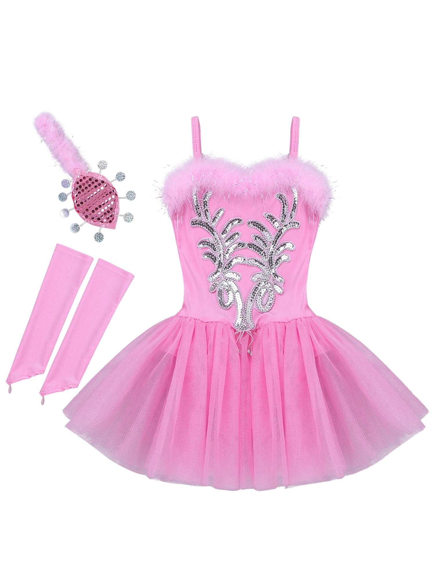 renvena Kids Girl Sequins Ballet Dance Tutu Dress Leotard Swan ...