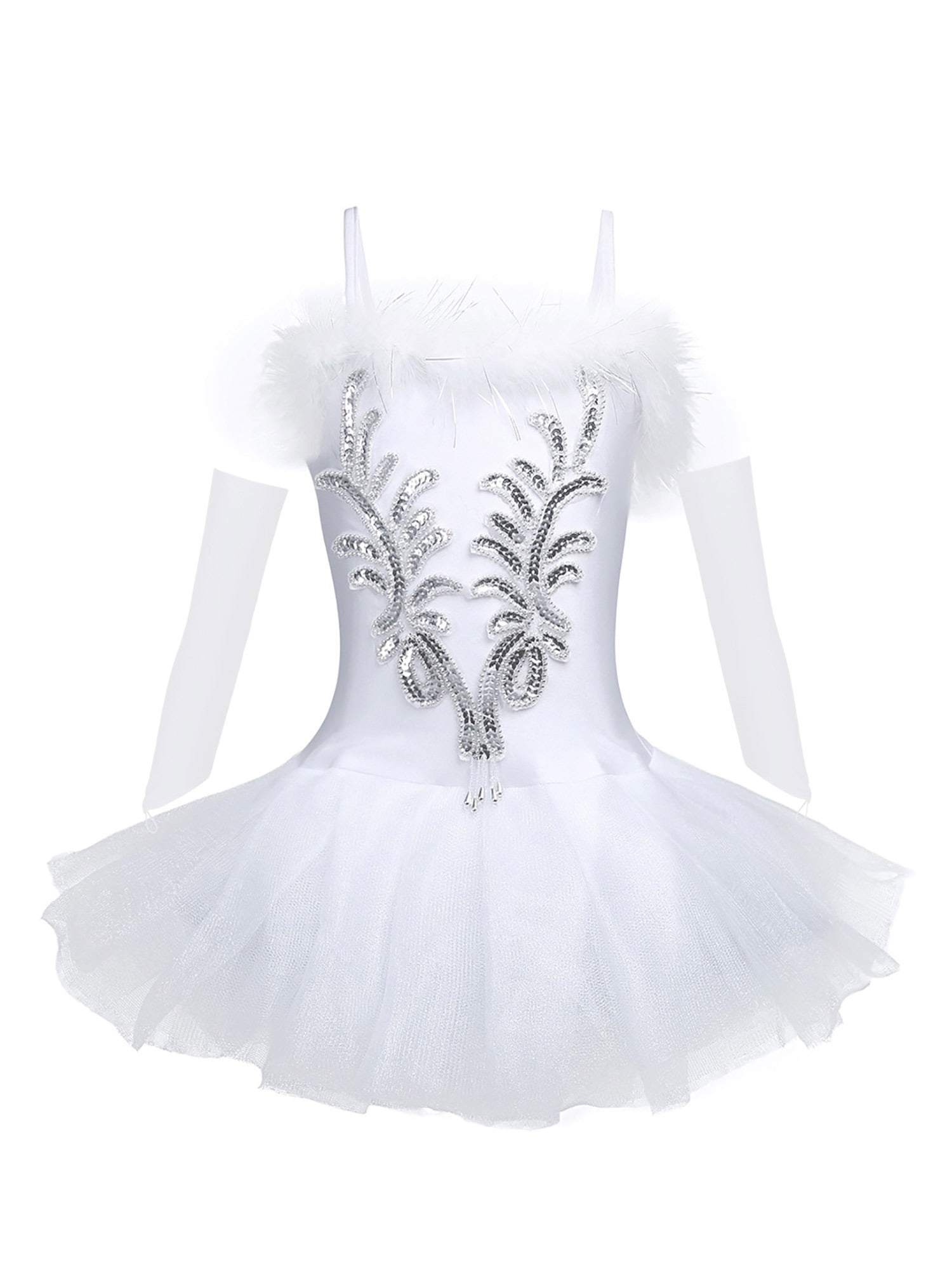 renvena Kids Girl Sequins Ballet Dance Tutu Dress Leotard Swan ...